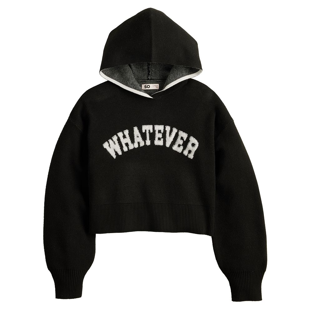 Girls 6-20 SO® Cropped Sweater Hoodie in Regular & Plus Size