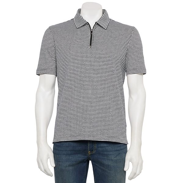 Men's M Magaschoni Short Sleeve Textured Zip Knit Polo