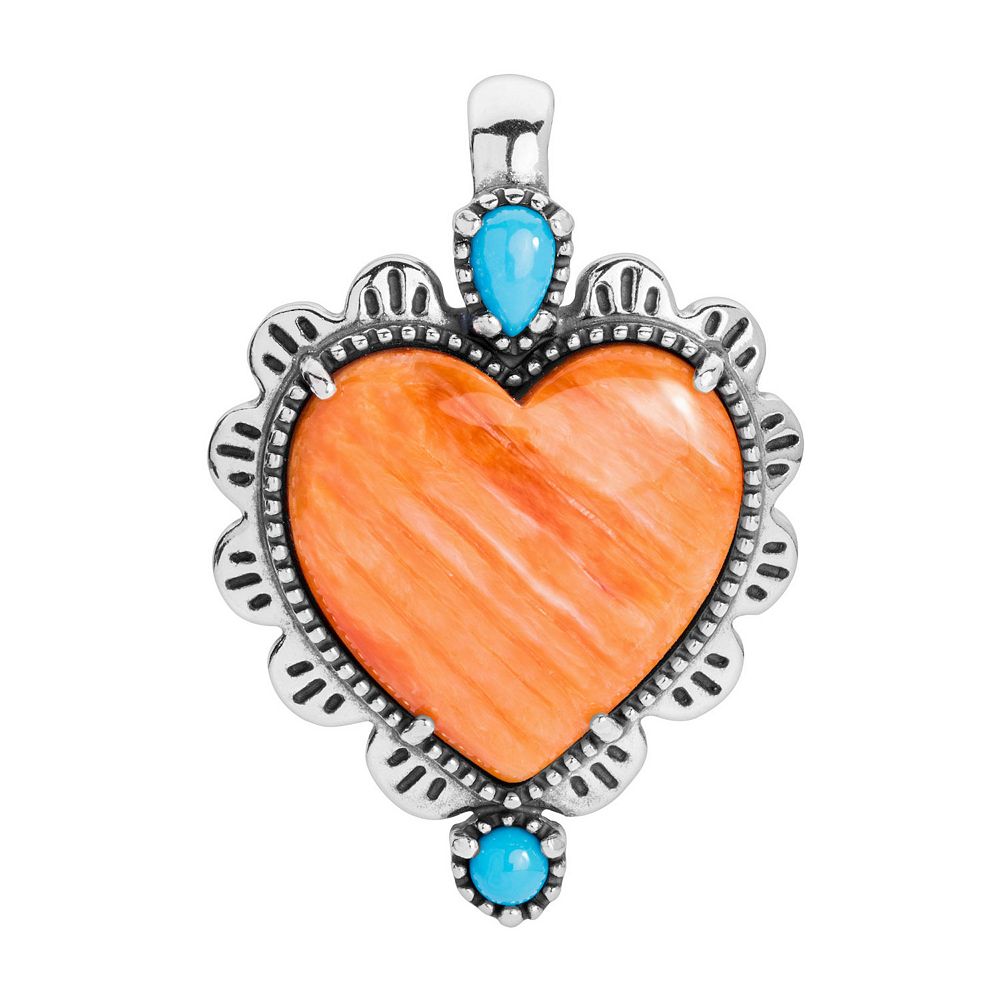 Southwest Spirit® Sterling Silver Multi Gemstone Heart Pendant