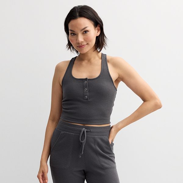 Women's Sonoma Goods For Life® Cropped Henley Sleep Tank Top