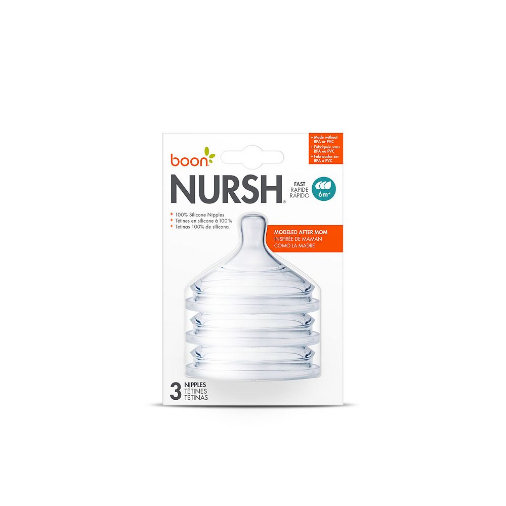 Boon Nursh 3-Pack Silicone Fast Baby Bottle Nipples