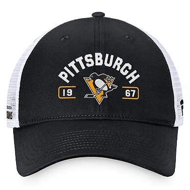 Men's Fanatics Black/White Pittsburgh Penguins Free Kick Trucker ...