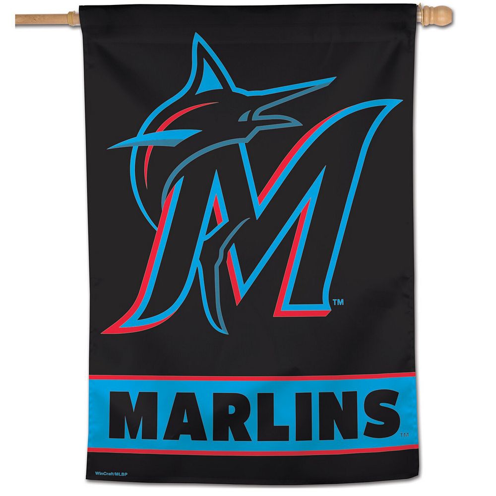 "WinCraft Miami Marlins 28"" x 40"" Primary Logo Single-Sided Vertical ...