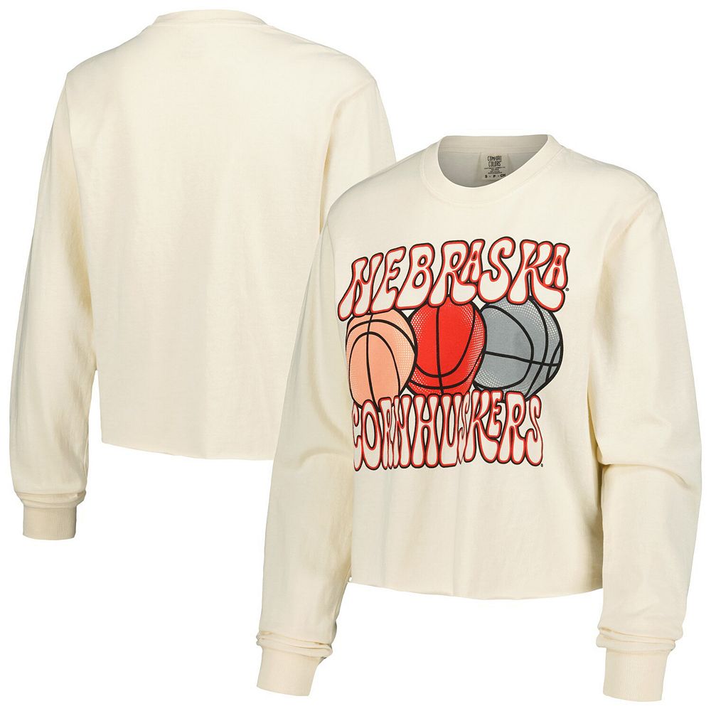 Women's Natural Nebraska Huskers Comfort Colors Basketball Cropped Long ...
