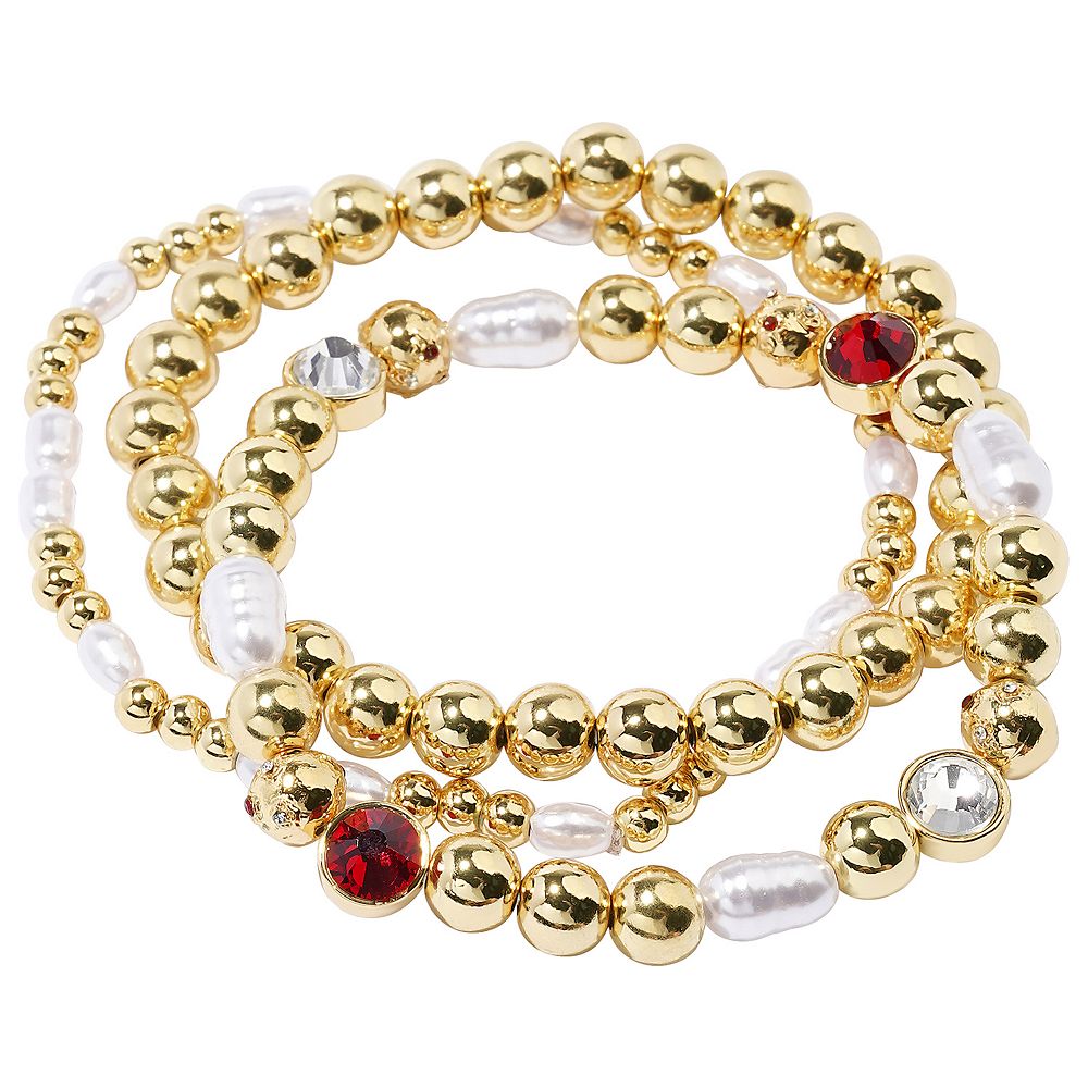 LC Lauren Conrad Gold Tone Crystal Stone & Simulated Pearl 3-piece ...