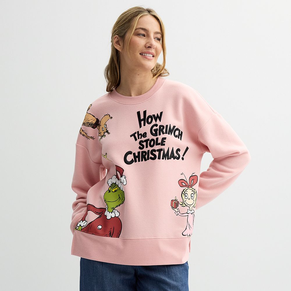 Women's The Grinch Fleece How The Grinch Stole Christmas Graphic Pullover