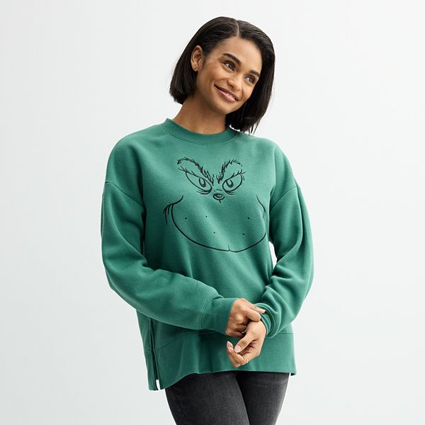 Women's The Grinch Graphic Grinch Face Fleece Pullover