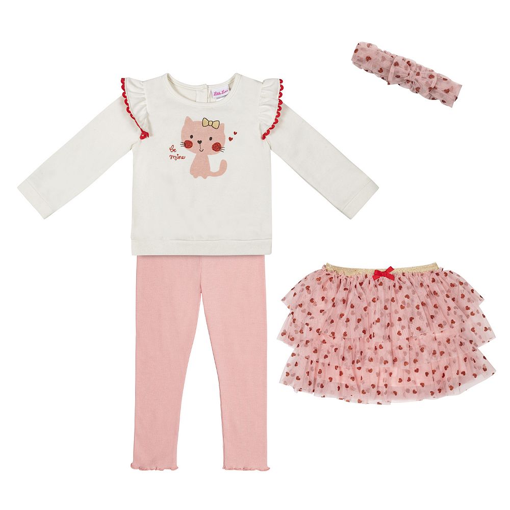 Baby & Toddler Girl Little Lass 4-pc. Be Mine Top, Skirt, Legging ...