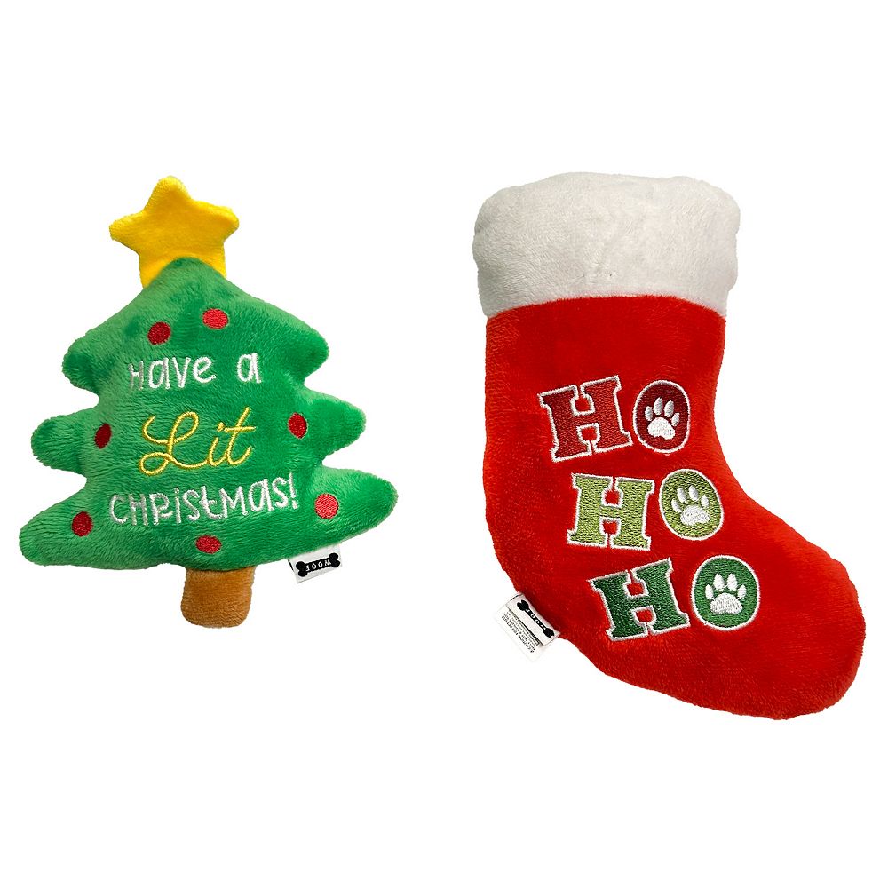 Woof Tree & Stocking Dog Toys 2-piece Set