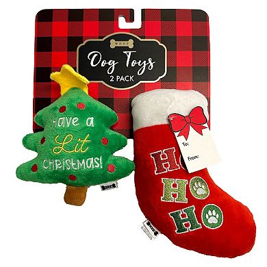 Woof Tree & Stocking Dog Toys 2-piece Set