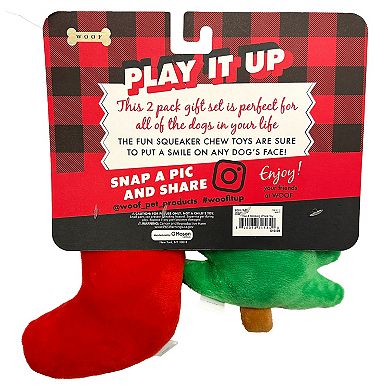 Woof Tree & Stocking Dog Toys 2-piece Set