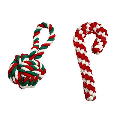 Woof Ball & Rope Dog Toys 2-pk.