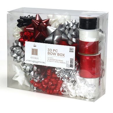 Paper Images 33-pc. Red and Silver Acetate Bow & Ribbon Box Set