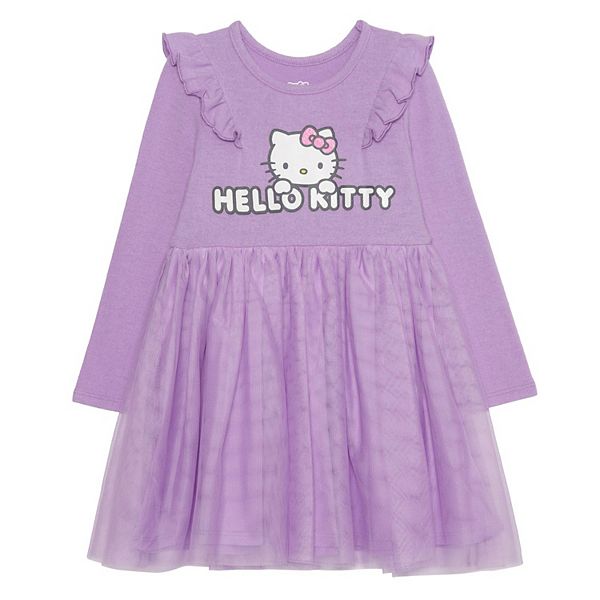 Girls 4-12 Hello Kitty Ruffle Shoulder Long Sleeve Dress