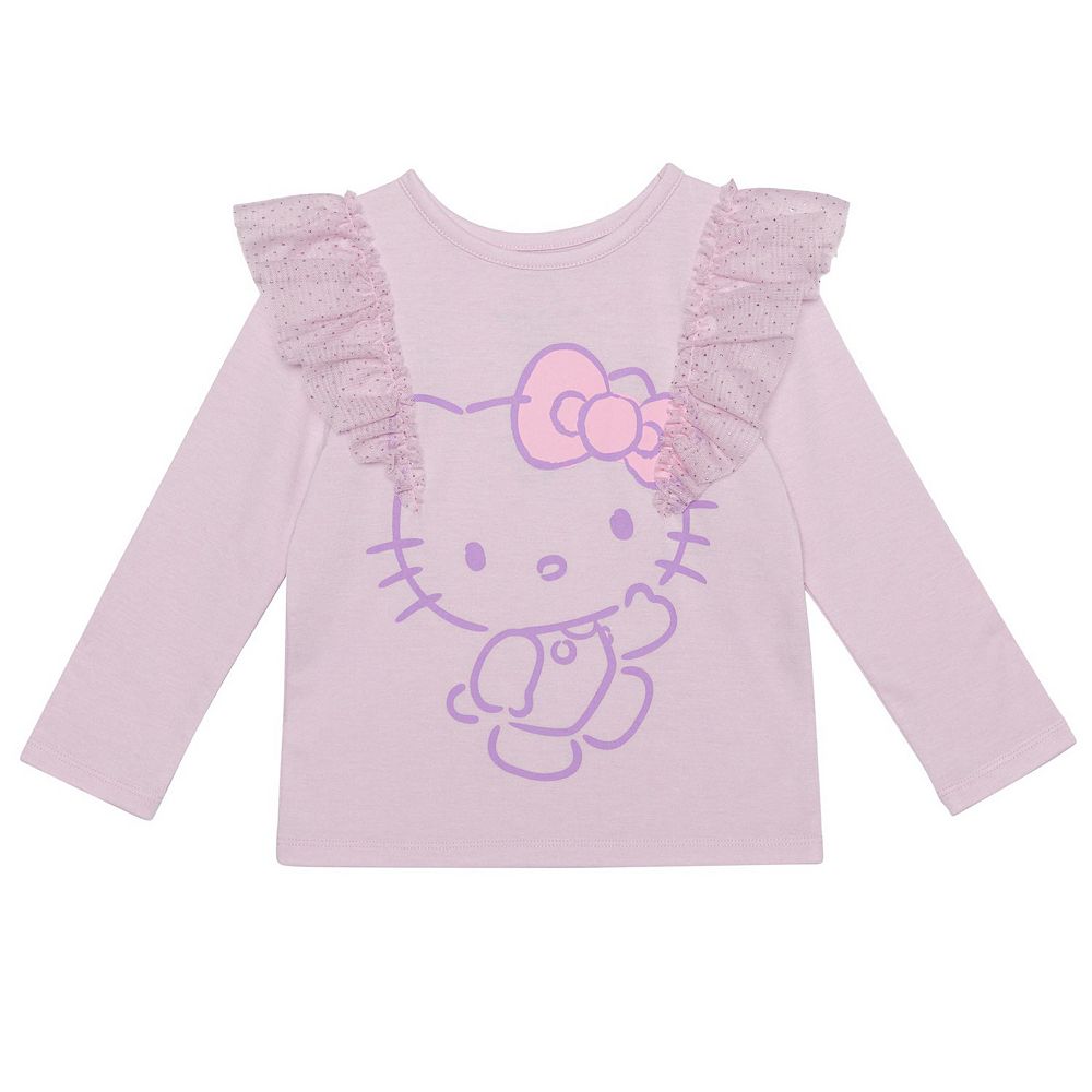 Girls 4-12 Hello Kitty Long Sleeve Ruffle Top
