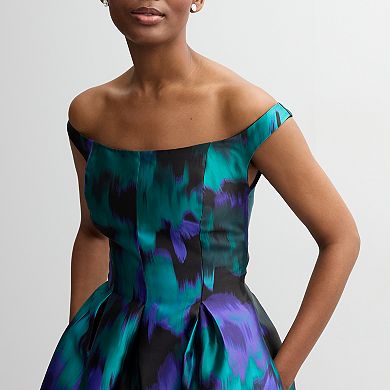 Women's Donna Ricco Off the Shoulder A-Line Midi Dress