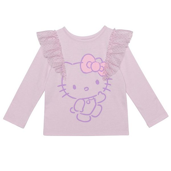 Baby and Toddler Girl Hello Kitty Mesh Ruffle Long Sleeve Top