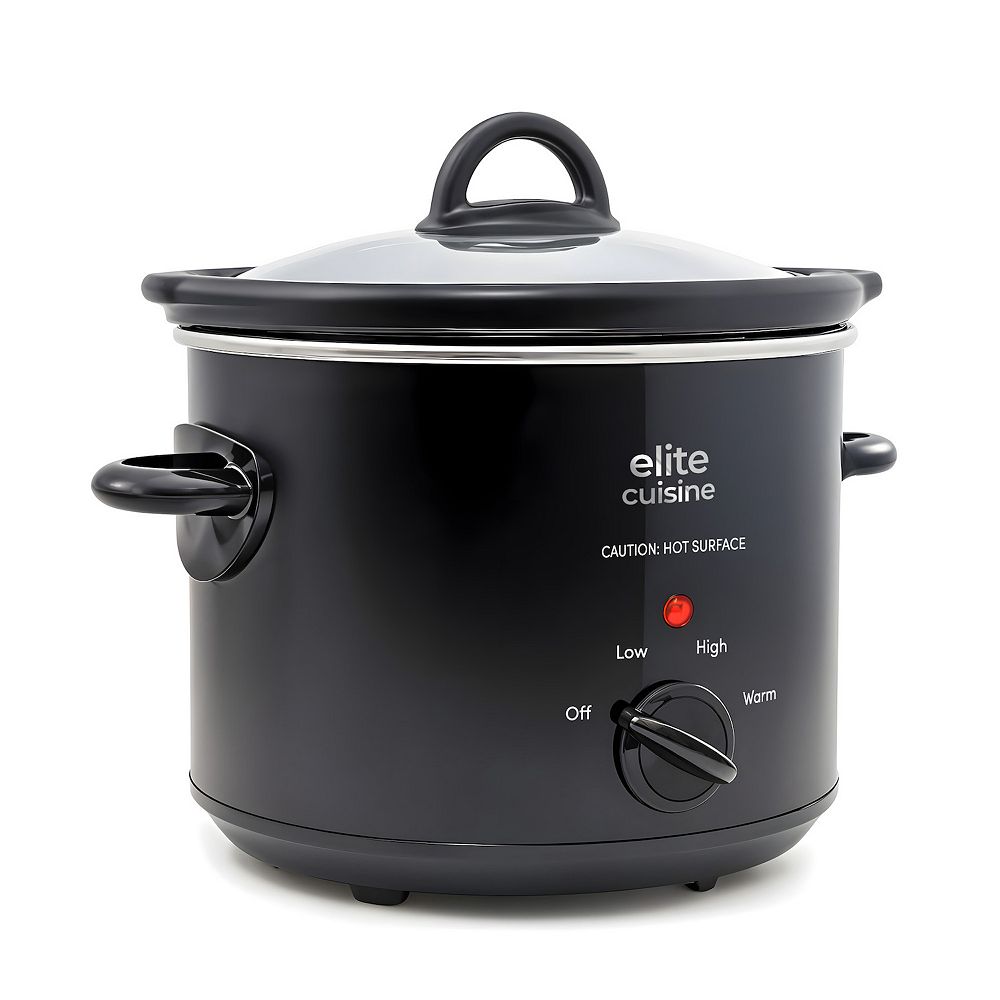 Elite Cuisine 3 Qt Slow Cooker with Adjustable Settings and Keep Warm