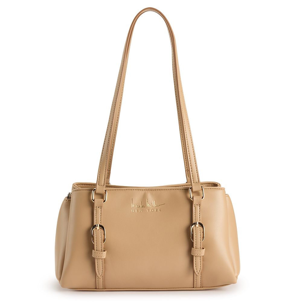Nicole Miller Triple Compartment Buckle Satchel Bag