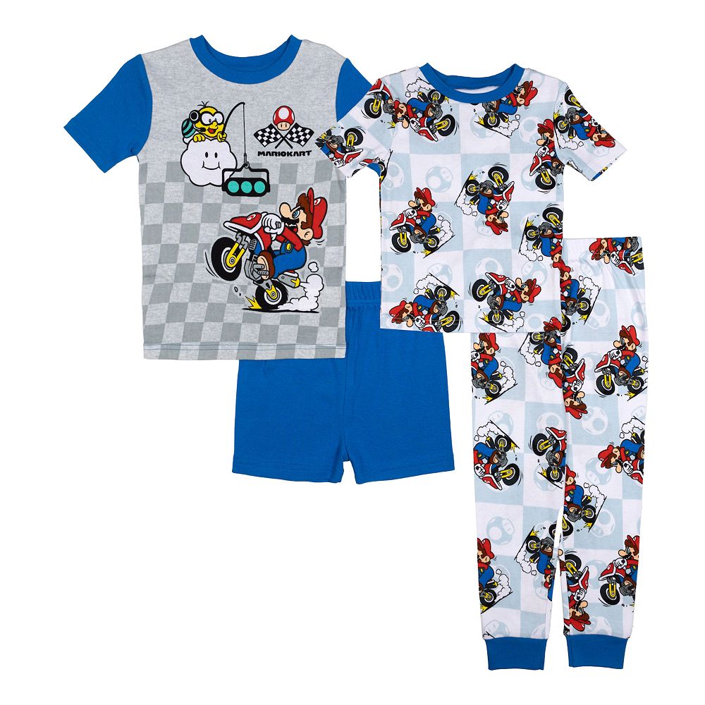 Boys 4-10 Nintendo "Mario Kart" 4-Piece Tops & Bottoms Pajama Set