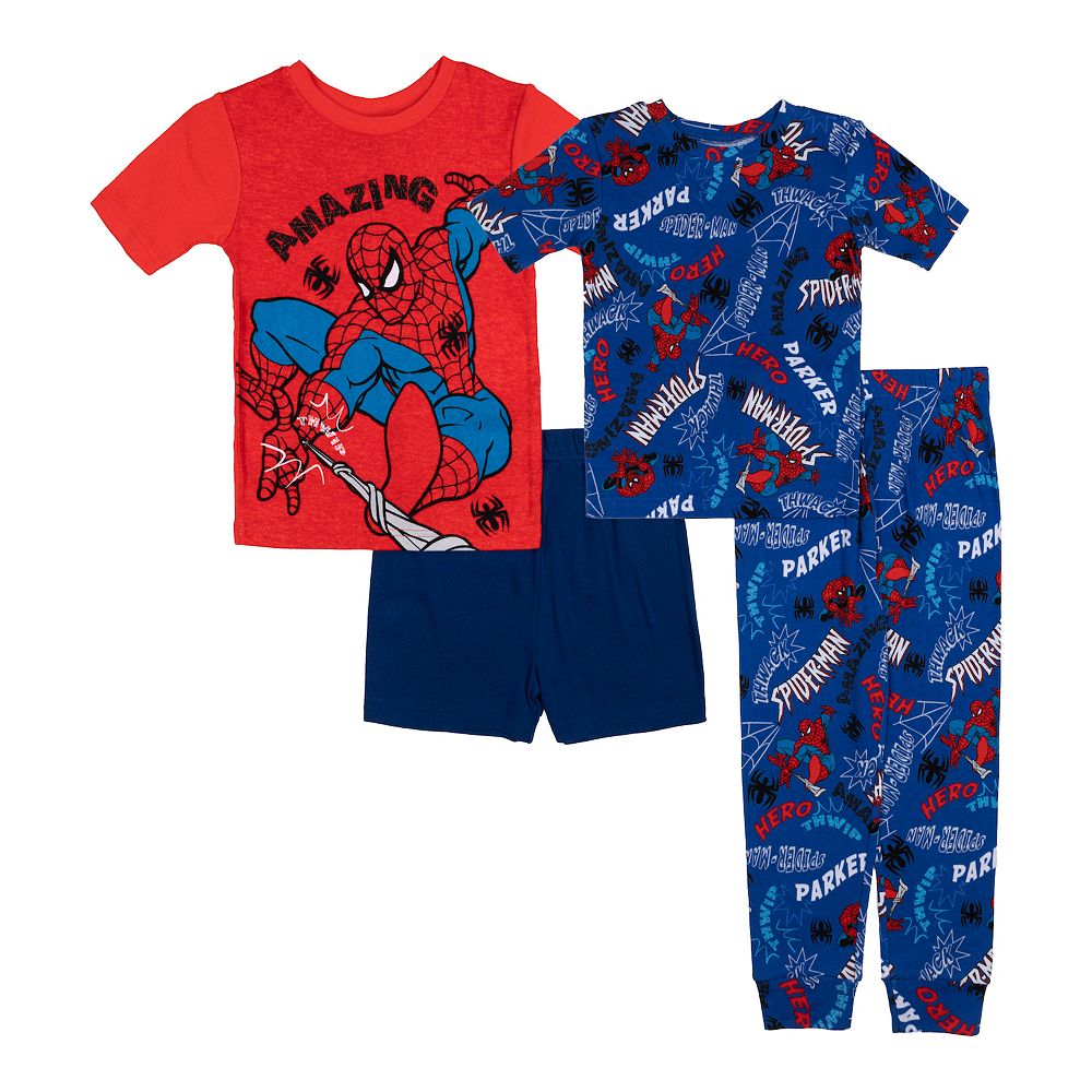 Boys 4-10 Marvel Spider-Man "Spider City" 4-Piece Tops & Bottoms Pajama Set