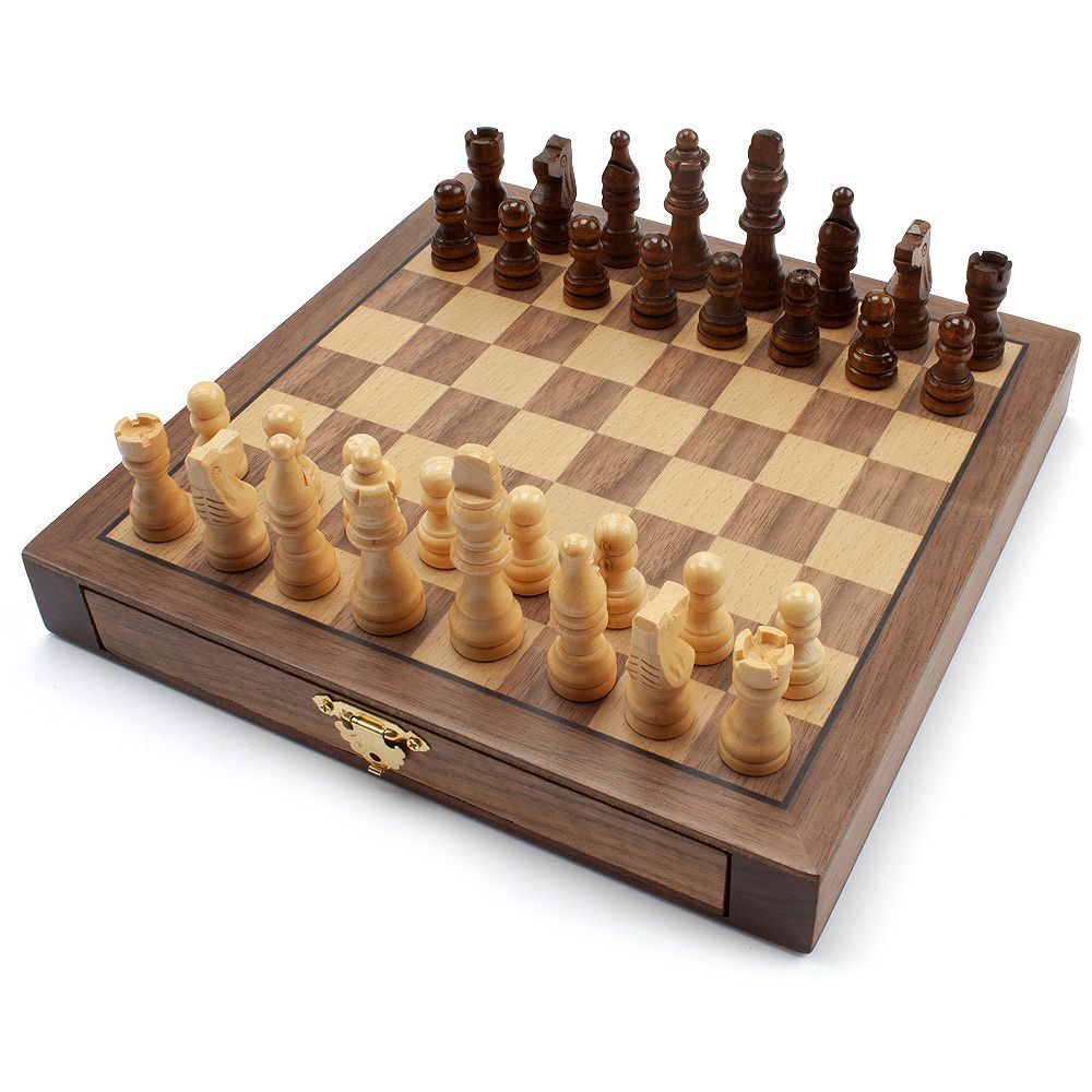 10" Magnetic Wooden Chess Board Game Set with Drawers & Magnetic Chess ...