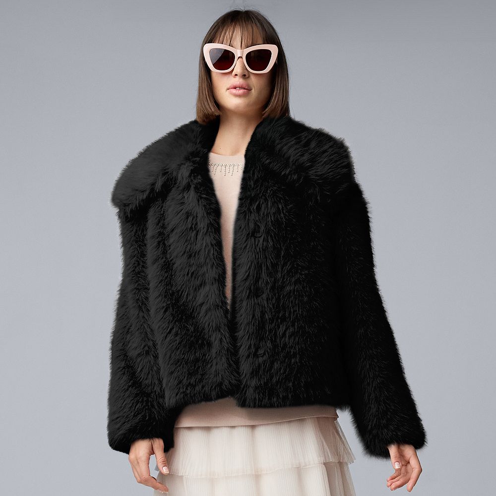 Women's Simply Vera Vera Wang Cropped Faux-Fur Coat