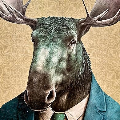 American Art Décor Down to Business Moose Ornate Oval Framed Bar Wall Decor