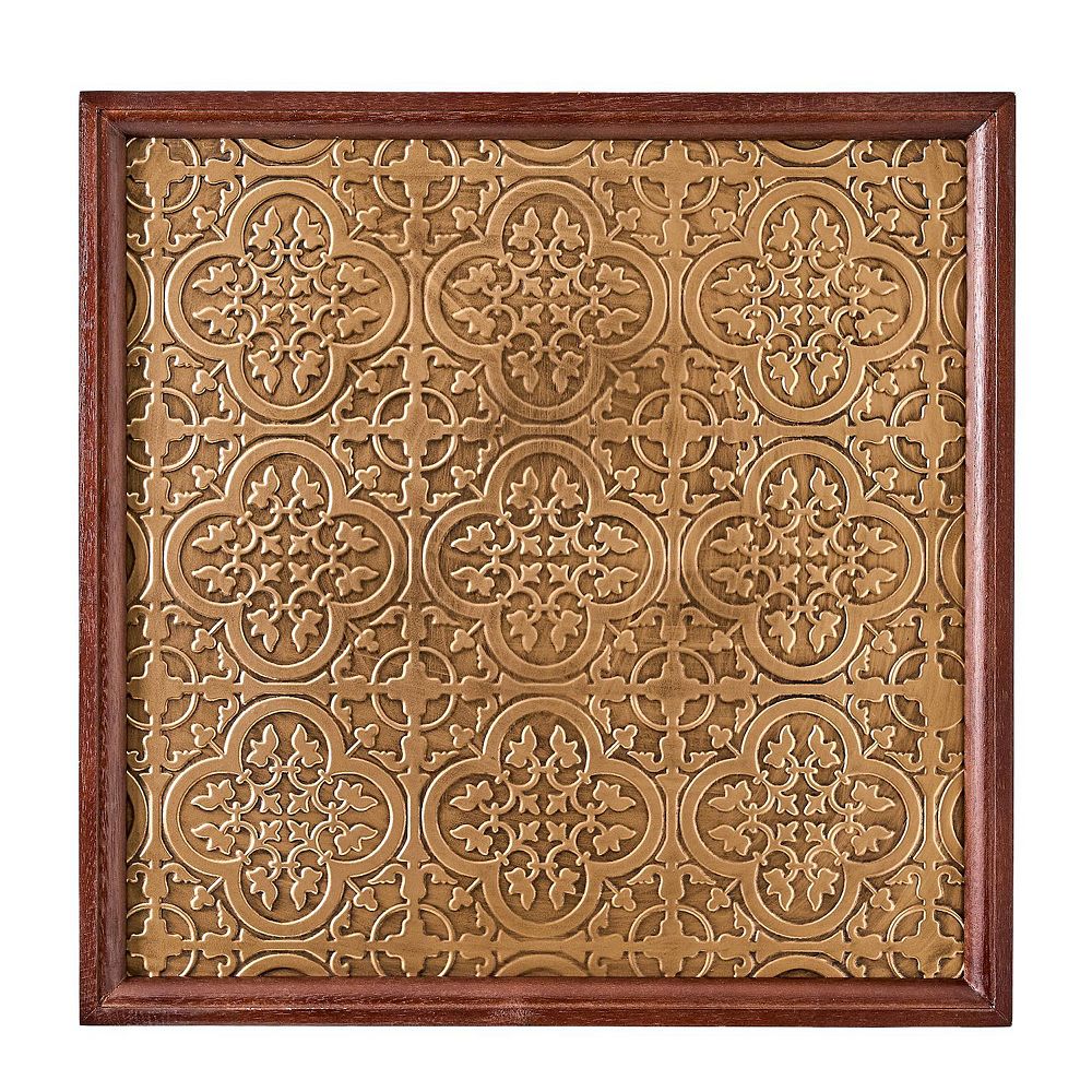 American Art Décor Embossed and Framed Gold Tile Bar Wall Decor