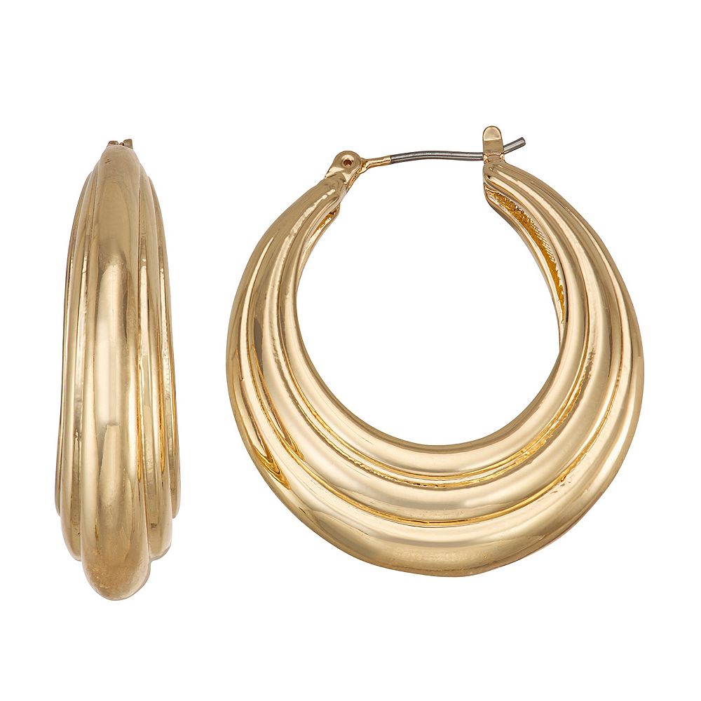 Napier Gold Tone Oval Hoop Earrings