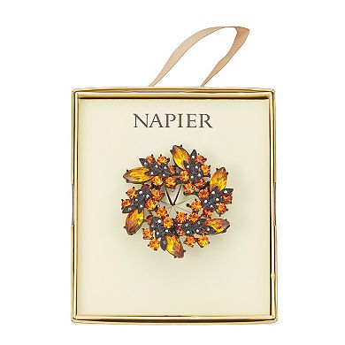 Napier Gold Tone Wreath Pin