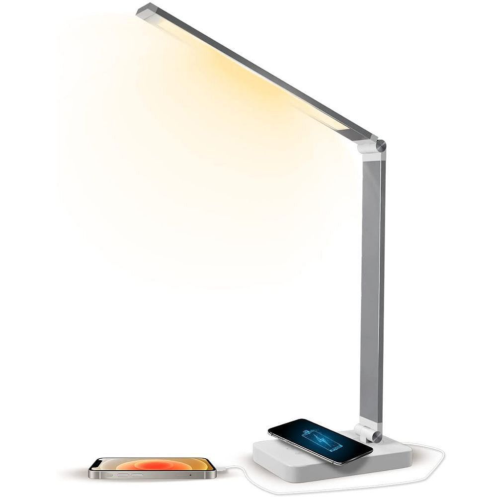 Led Table Lamp, Foldable Desk Lamp With Wireless Charger & Usb Port, 3 ...
