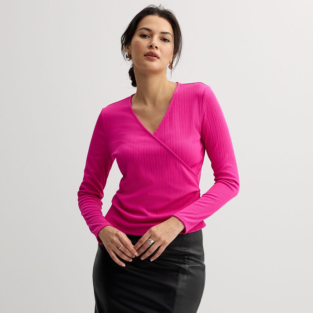 Women's Nine West Texture Wrap Top