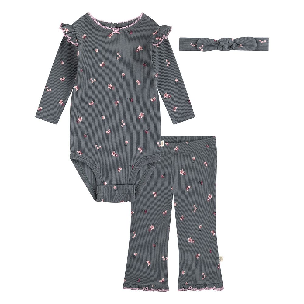 Newborn Baby Girls Huggies Babywear® Organic Floral Bodysuit Pants ...