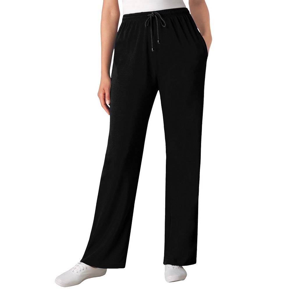 Woman Within Plus Size Petite Sport Knit Straight-Leg Pull-On Pants