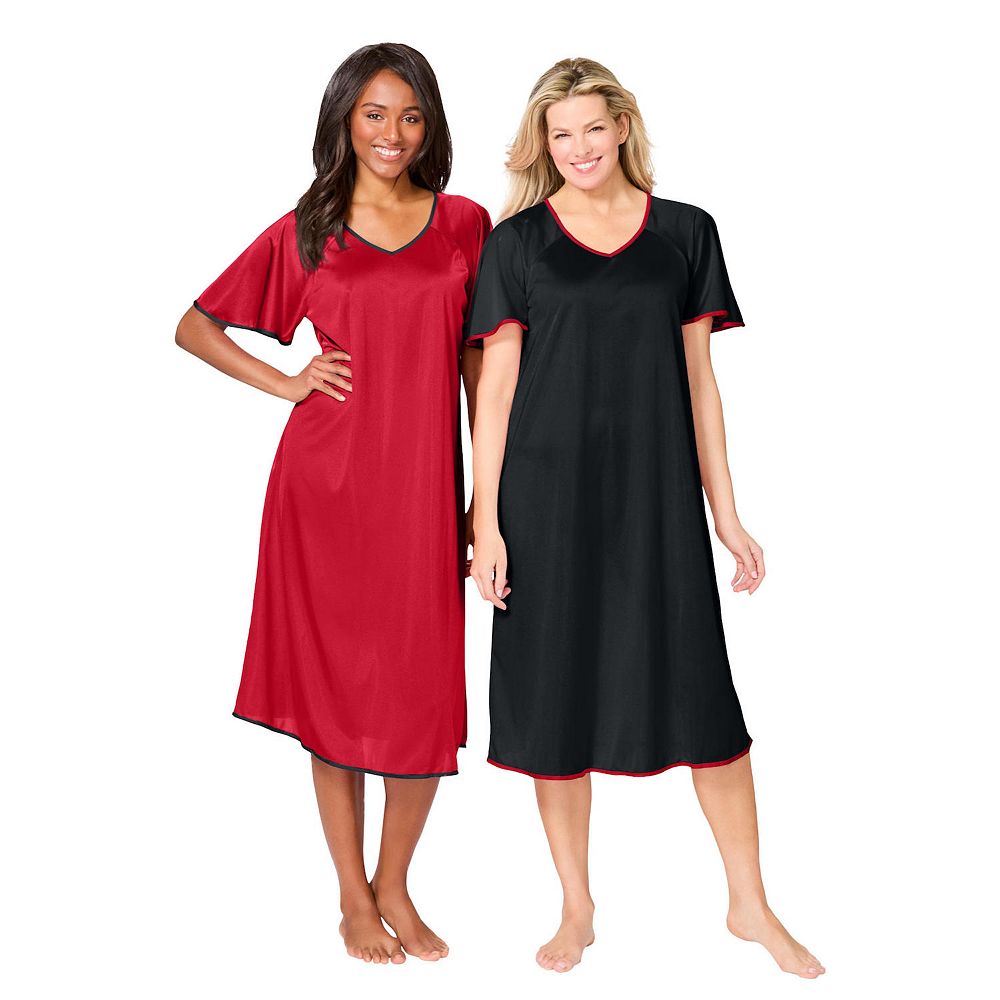 Only Necessities Plus Size 2-Pack Short Silky Gown