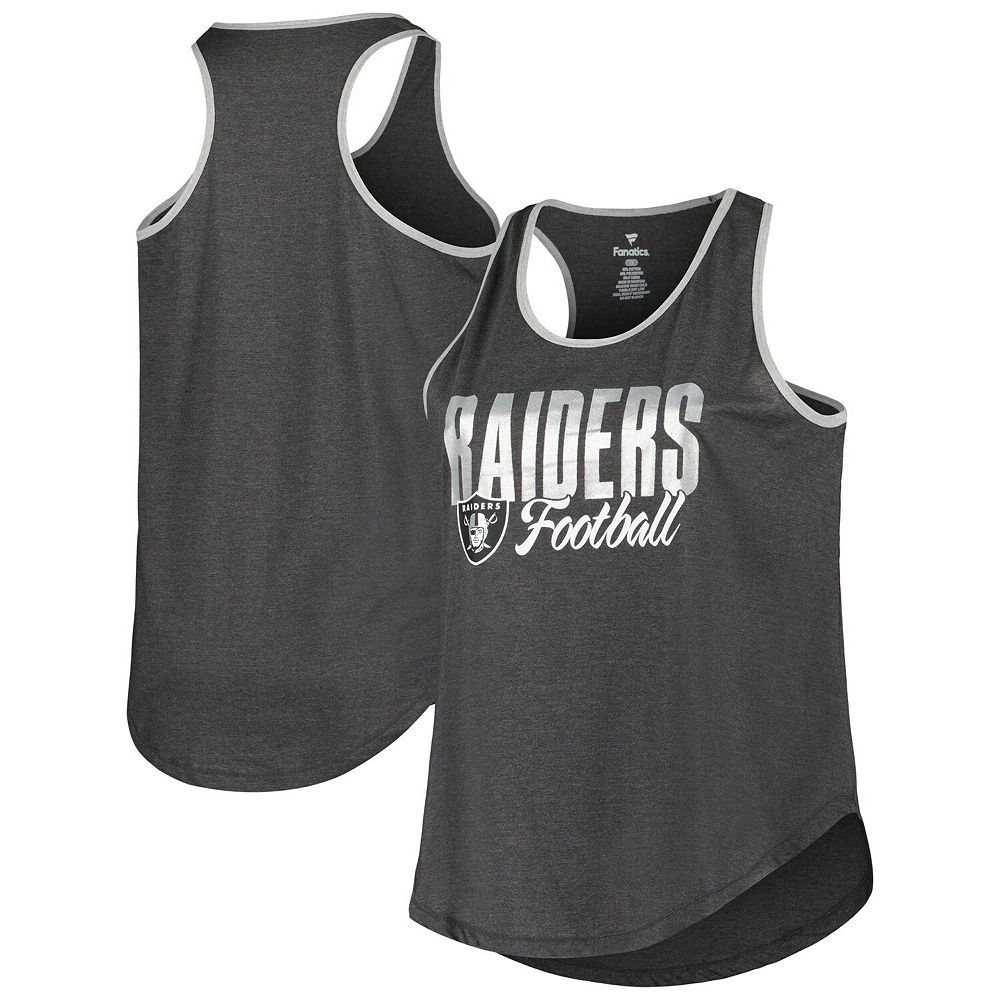 Women's Fanatics Heather Black Las Vegas Raiders Plus Size Fuel Tank Top