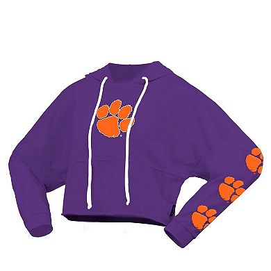 Women's Spirit Jersey Purple Clemson Tigers Oversized Cropped Pullover ...