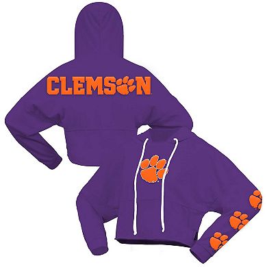 Women's Spirit Jersey Purple Clemson Tigers Oversized Cropped Pullover ...