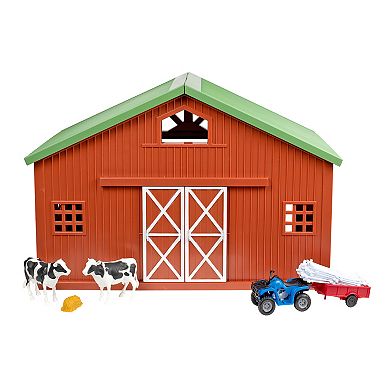 New Ray Country Life Extra Large Barn Dairy w/ 1:18 Cattle & Vehicle ...