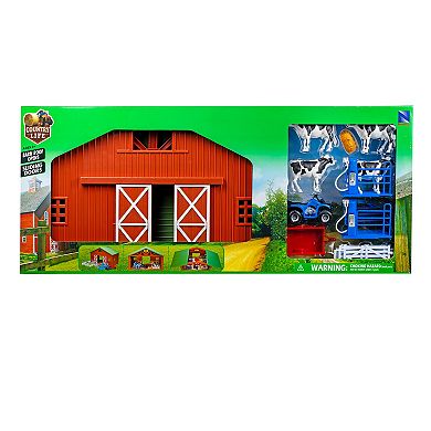 New Ray Country Life Extra Large Barn Dairy w/ 1:18 Cattle & Vehicle ...