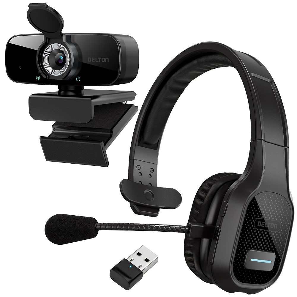 Delton 20x Bluetooth Computer Headset Wireless, 1080p Webcam ...