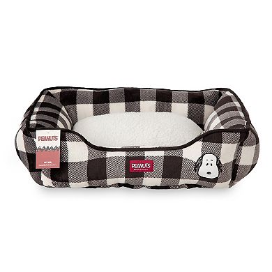 Peanuts Snoopy Black & White Plaid Rectangular Pet Bed