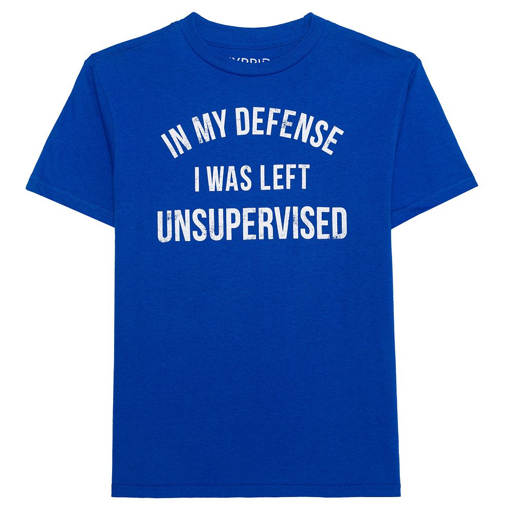 Boys 8-20 In My Defense I Was Left Unsupervised Graphic Tee