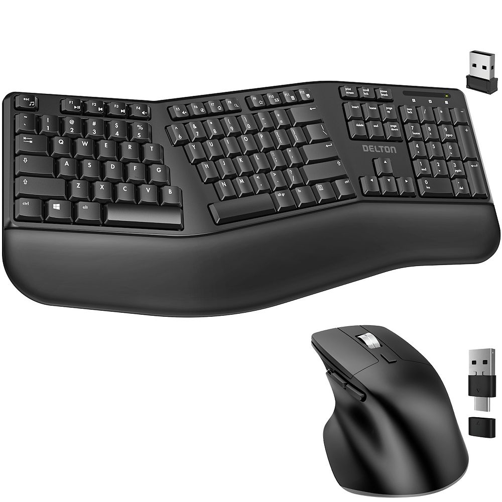 Delton G18 Wireless Ergonomic Keyboard & Optical Vertical Mouse Combo ...