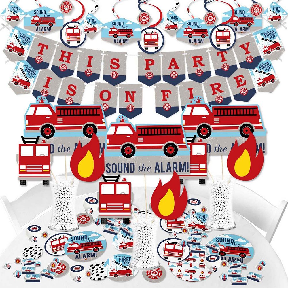 Big Dot Of Happiness Fired Up Fire Truck - Party Supplies - Banner ...
