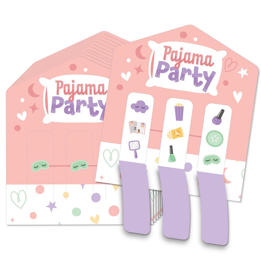 Big Dot Of Happiness Pajama Slumber Party Birthday Game Cards Pull Tabs ...
