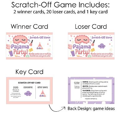 Big Dot Of Happiness Pajama Slumber Party Girls Birthday Party Game Scratch Off Cards 22 Ct