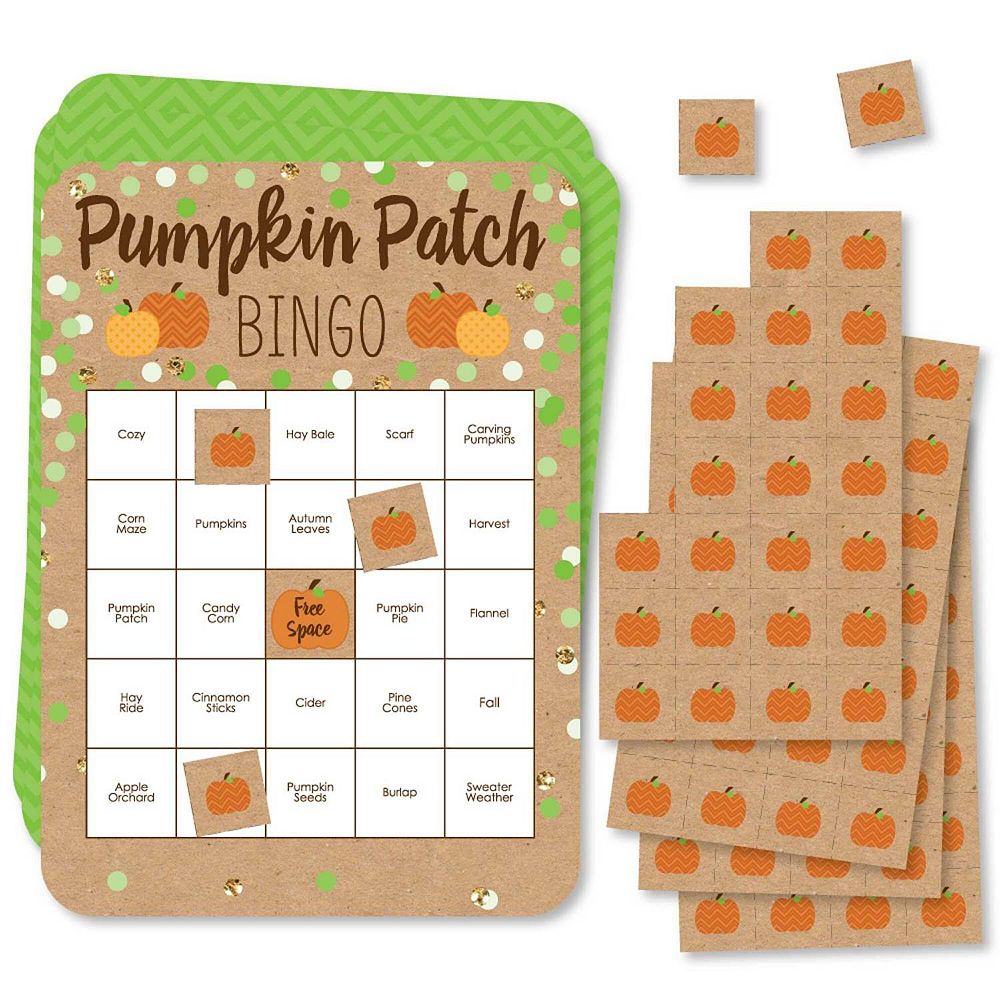 Big Dot Of Happiness Pumpkin Patch - Bingo Cards & Markers - Party Bingo Game - 18 Ct