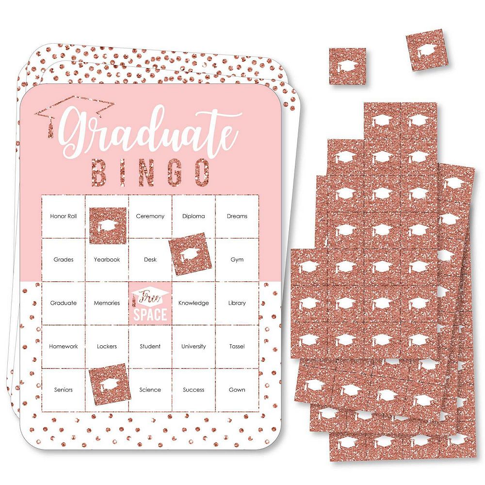 Big Dot Of Happiness Rose Gold Grad - Bingo Cards & Markers - Party ...